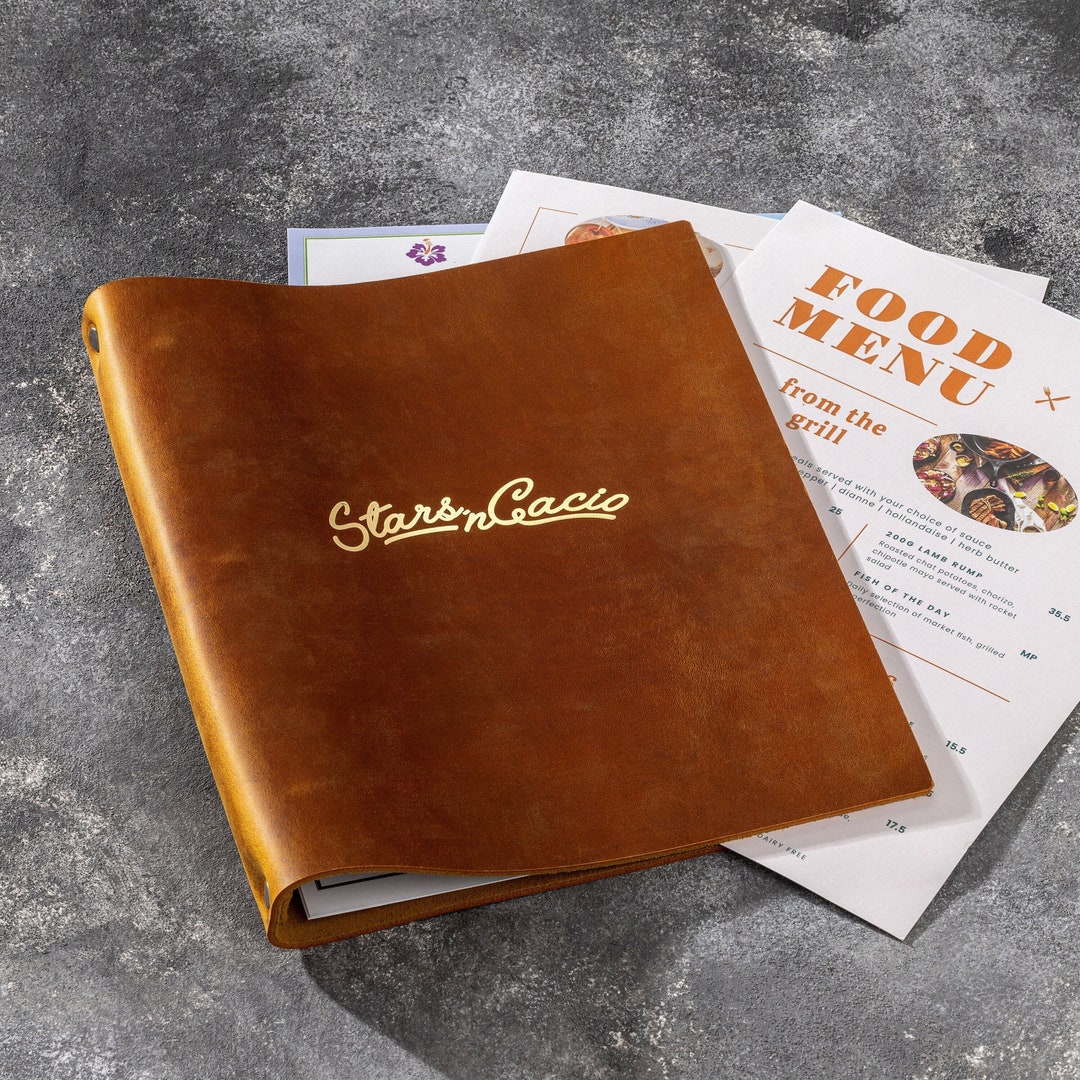 Leather 3 Ring Binders Restaurant Menu Book Personalized by Your Logo ...