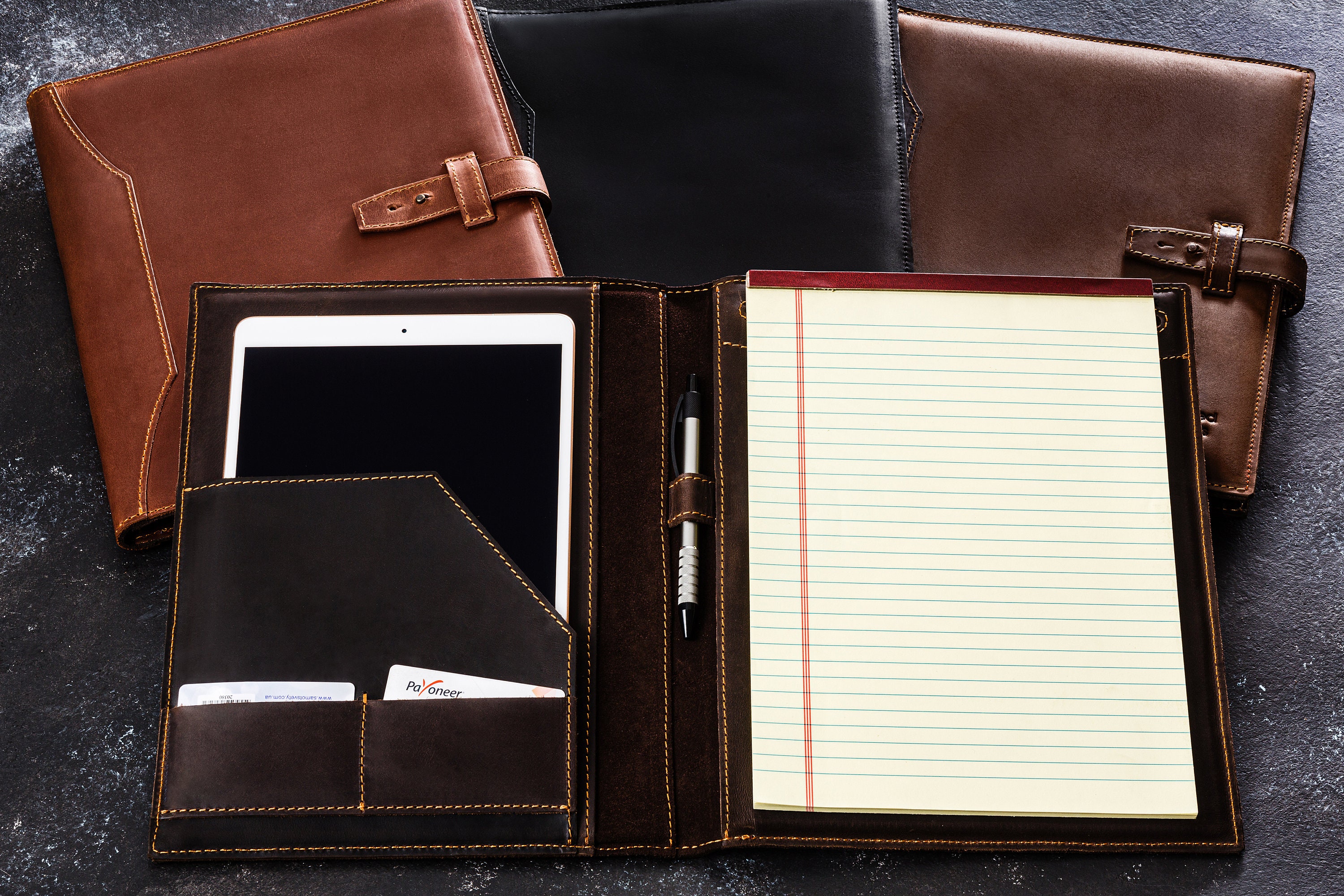 Luxury Leather Portfolio Organizer | Personalized Padfolio for Students ...