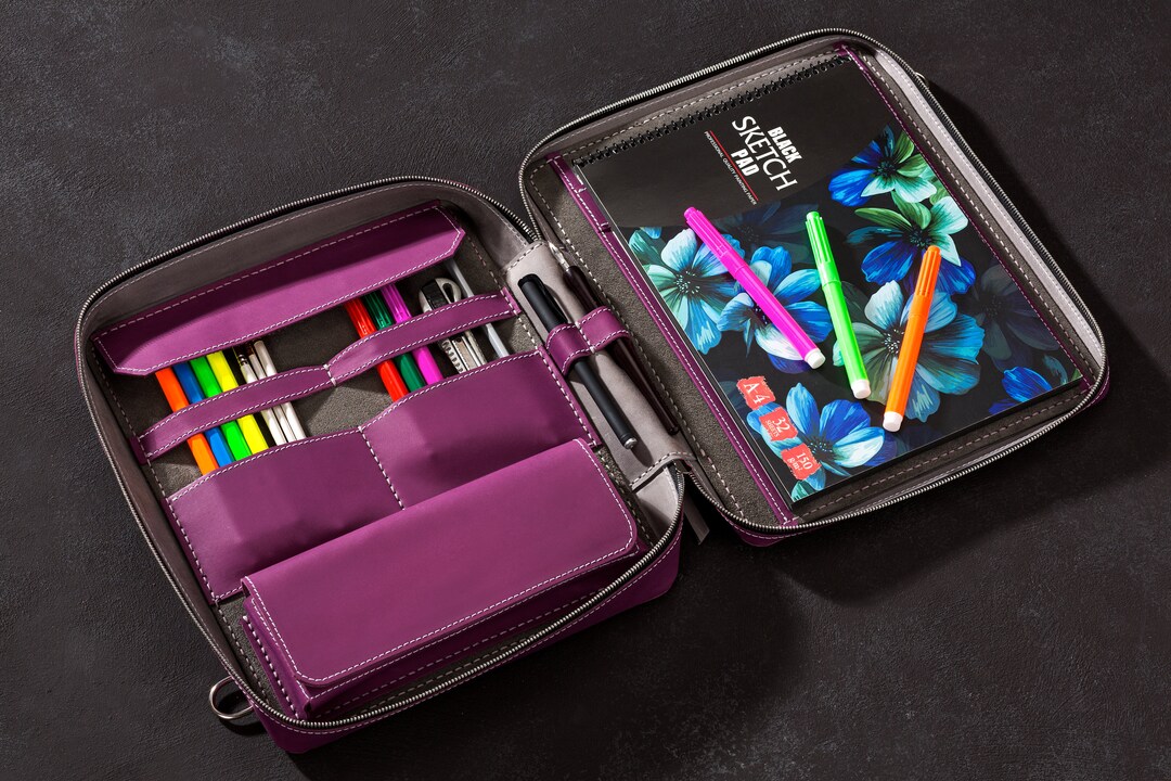 Leather Artist Bag for Painting Supplies + Refillable Art Journal ...