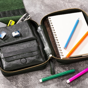 Zippered Leather Artist Organizer | Sketchbook & Art Supply Case ...