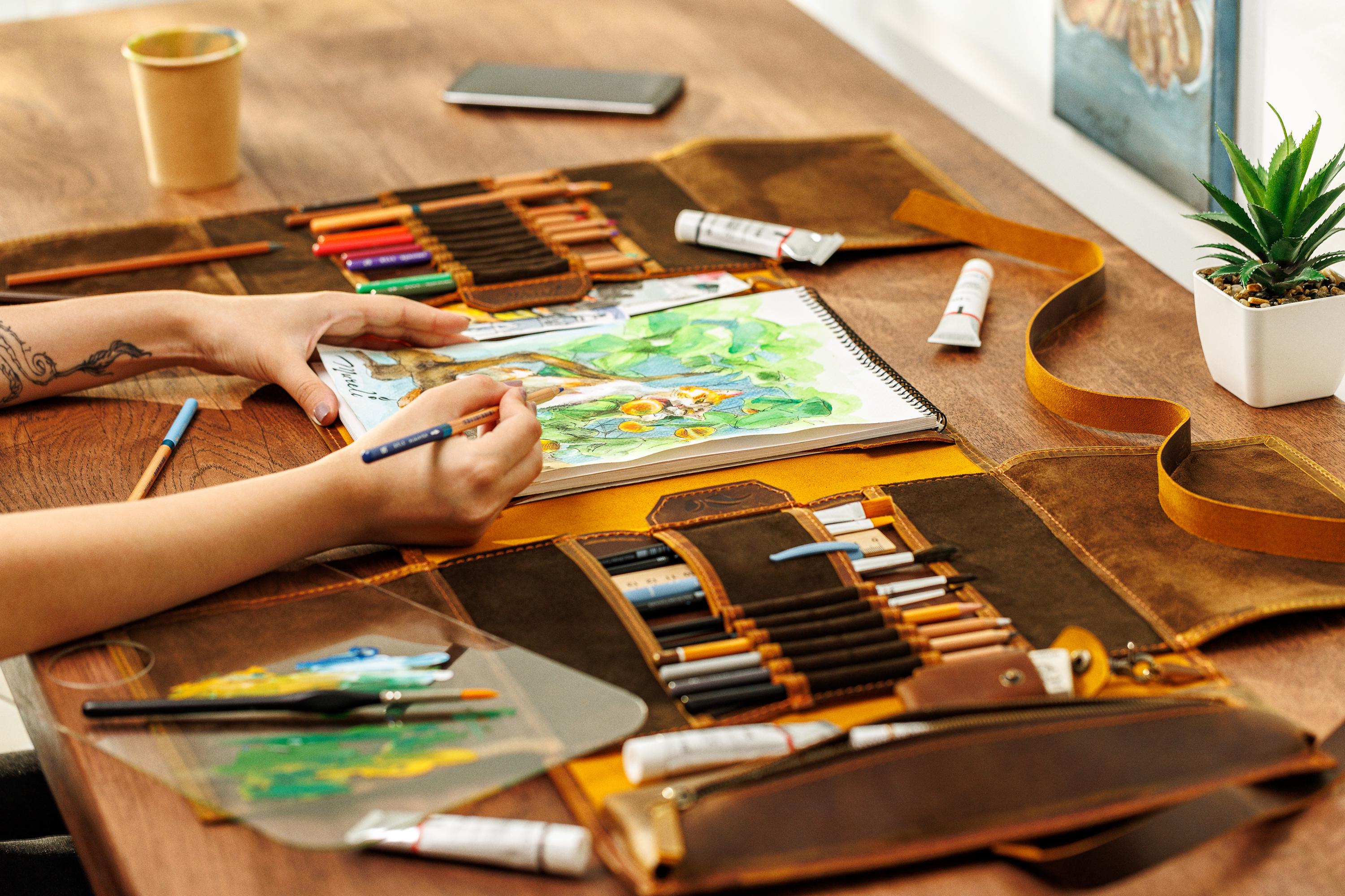 Leather Artist Organizer XL | Large Drawing Journal Cover A4 8.5x11 ...