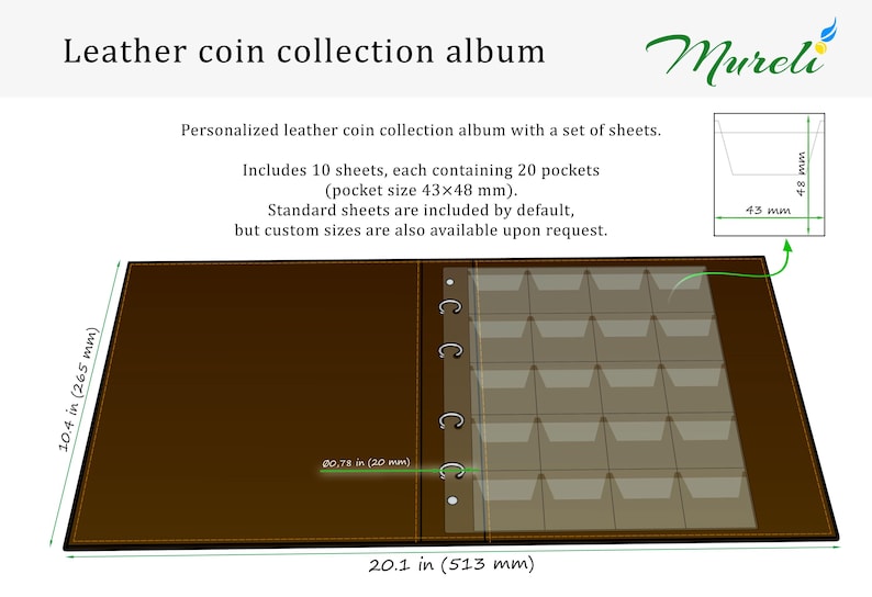 Personalized Coin Collecting Album Leather Coin Album With Files Set ...