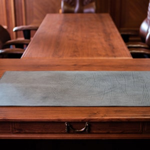 Thick Leather Desk Mat Extra Large Gray Desk Blotter Genuine Leather ...