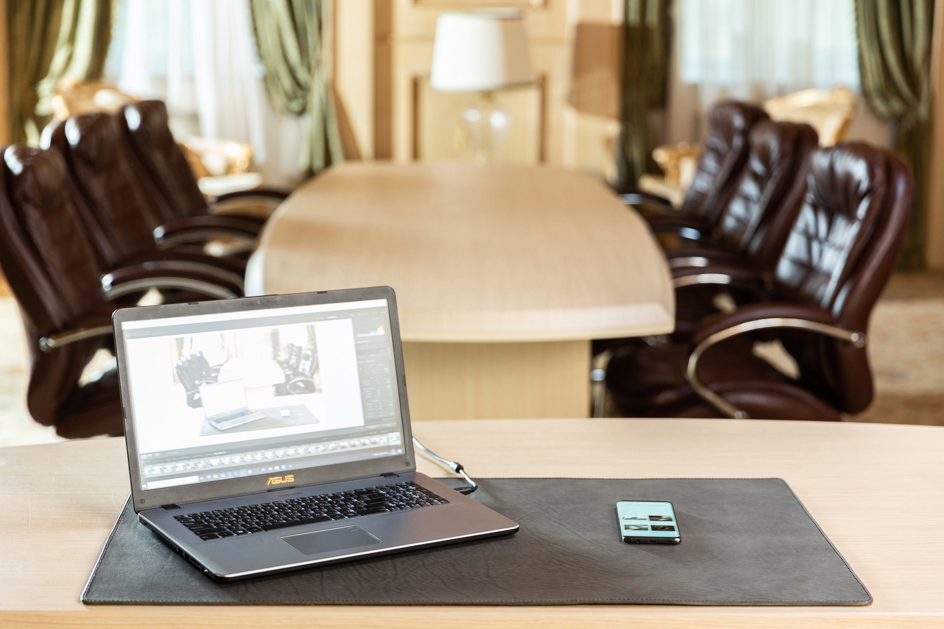 Thick Leather Desk Mat Extra Large Gray Desk Blotter Genuine - Etsy ...