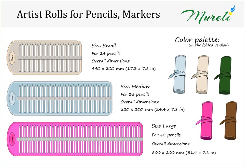 Personalized Leather Pencil Roll Case – Artist Organizer – Travel ...