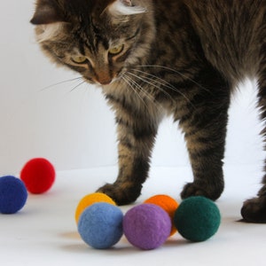 Cat Toy Felted Cat Balls Rainbow Wool Balls Handmade - Etsy