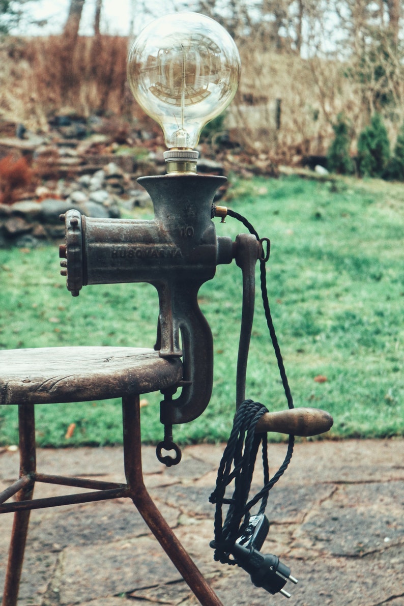 Vintage Meat Grinder Lamp / Industrial Lamp - Etsy