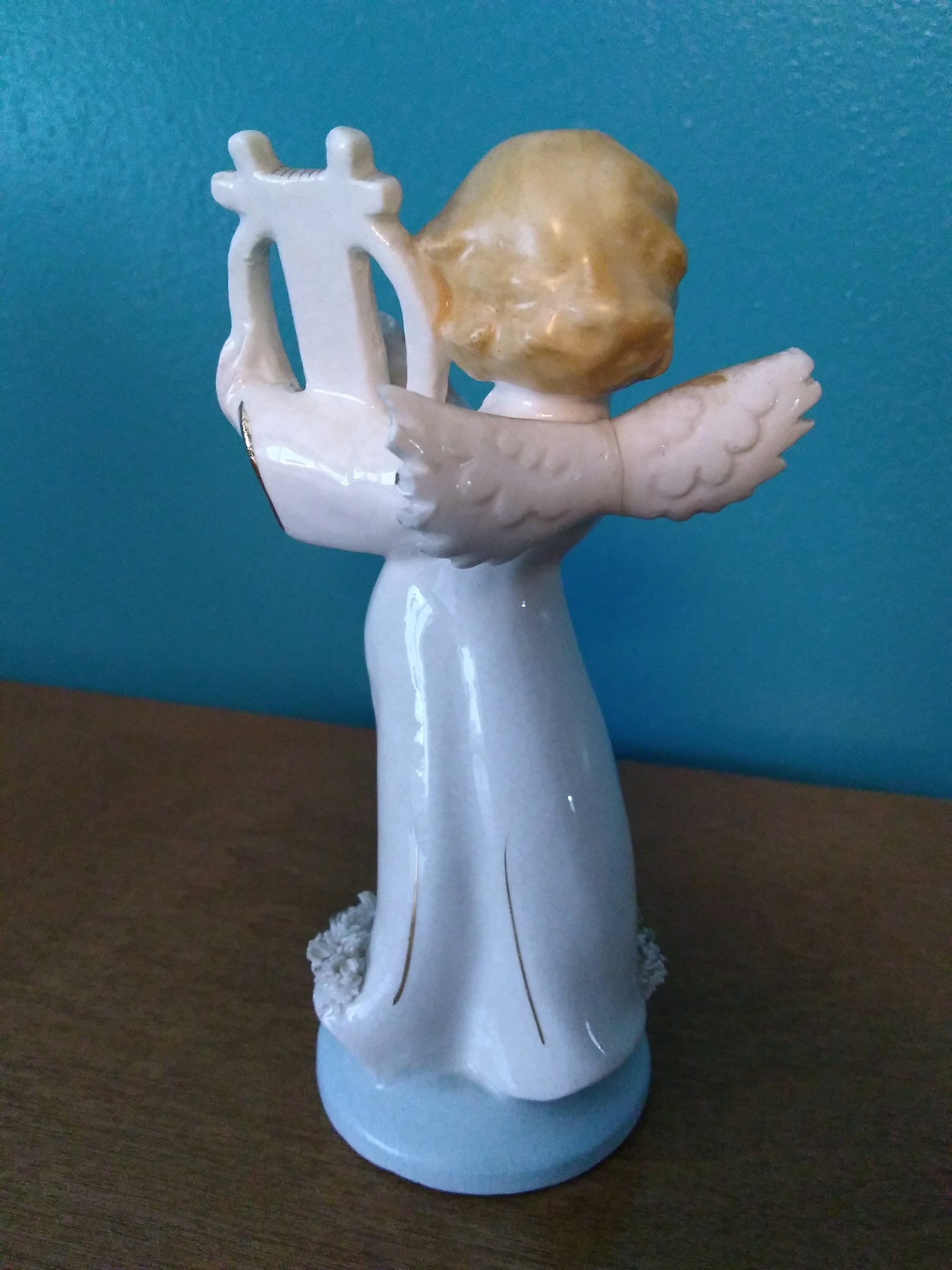 Ceramic Angel With a Harp Edged in Gold. - Etsy