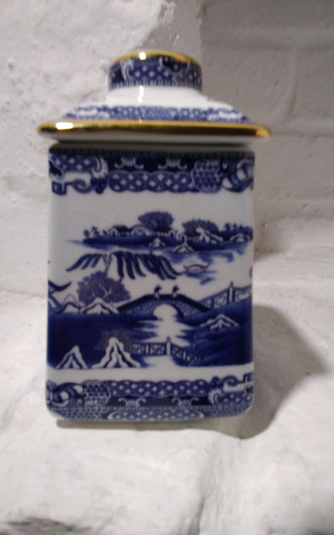 Vintage Willow Pattern Tea Caddy - Etsy