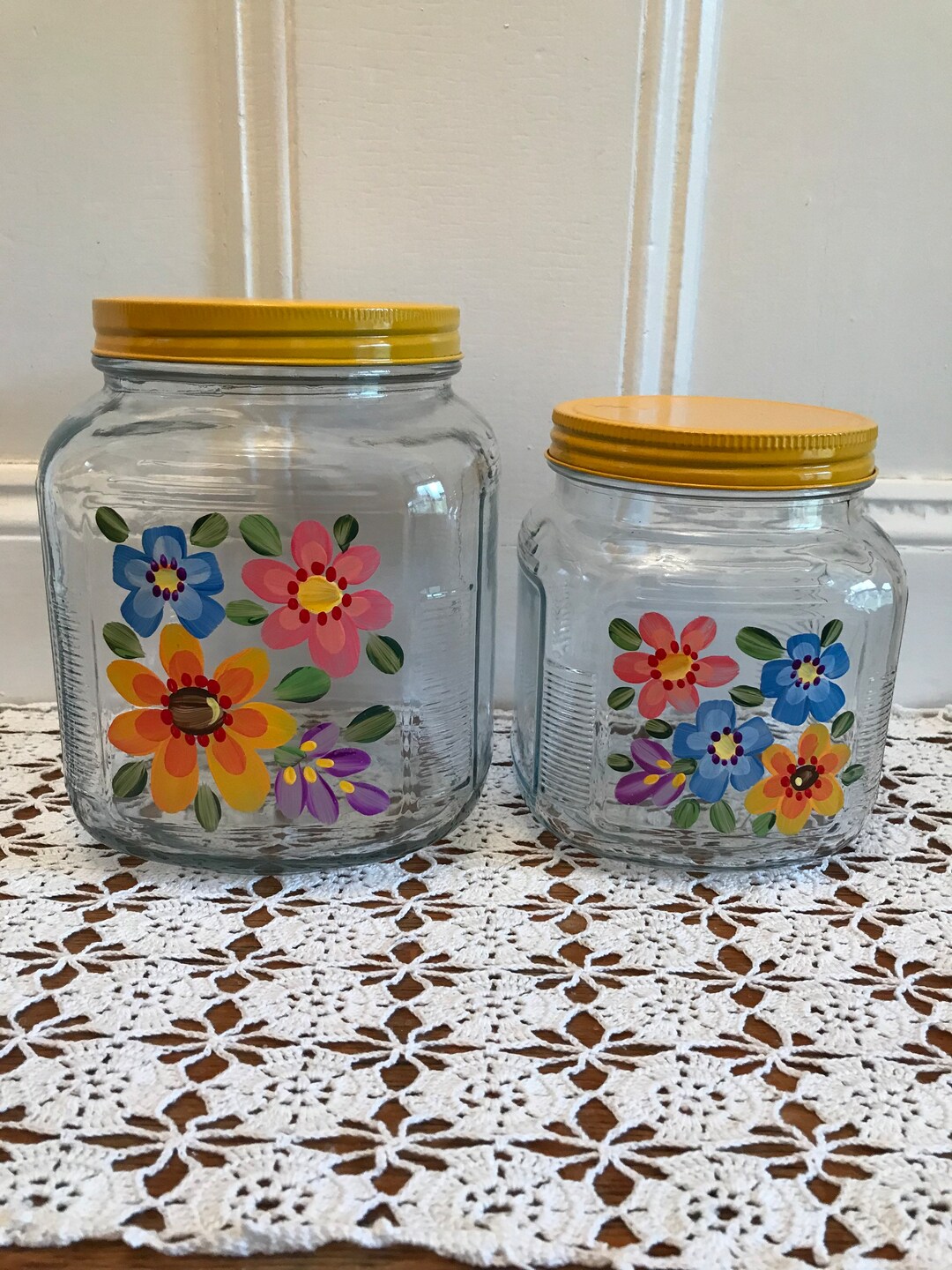 Hand Painted Canister Jars - Etsy
