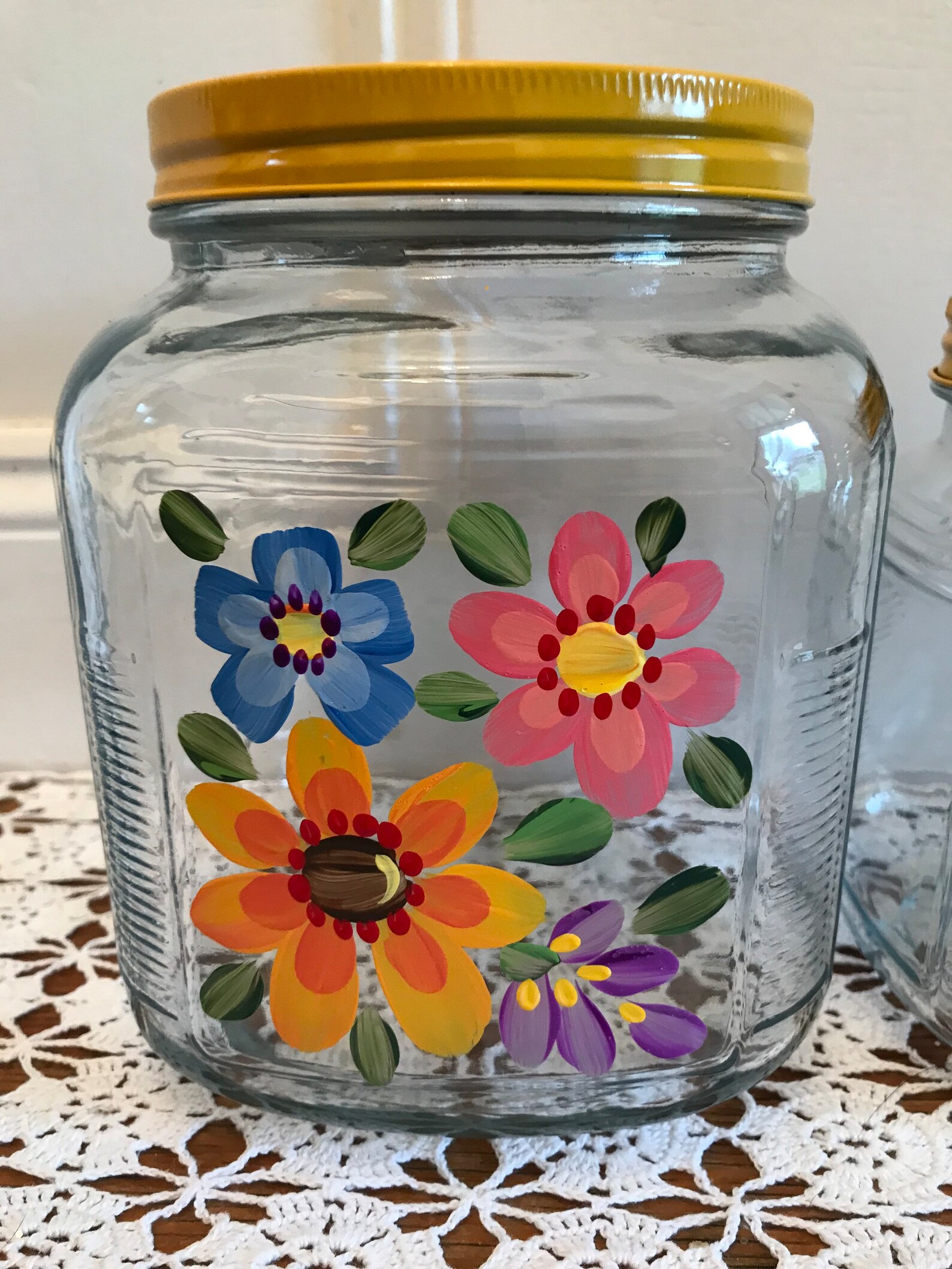 Hand Painted Canister Jars - Etsy