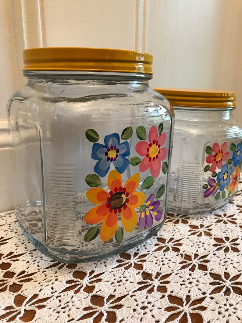 Hand Painted Canister Jars - Etsy