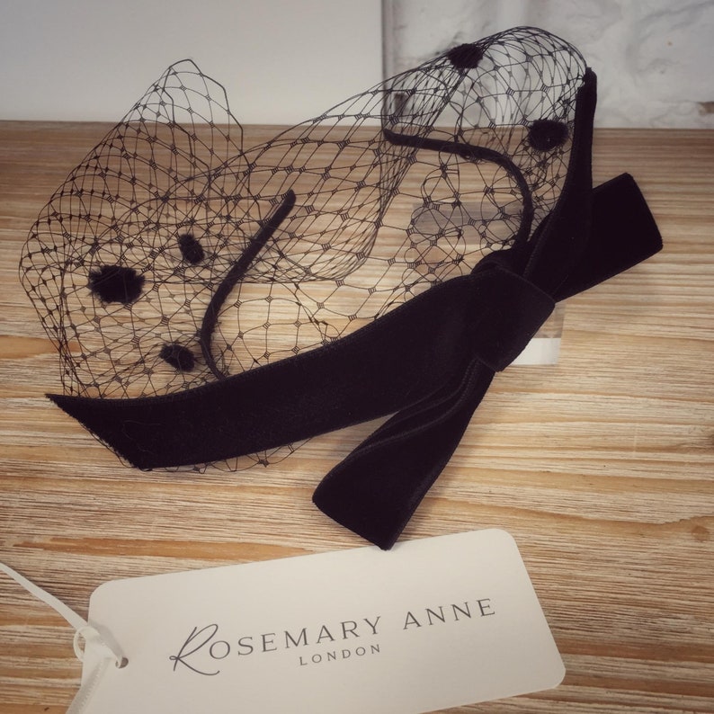 MARGAUX Velvet Bow Birdcage Spotted Veil - Etsy