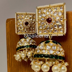 Tyaani Inspired Polki Kundan Earrings Elegant Gold Earrings Kundan ...