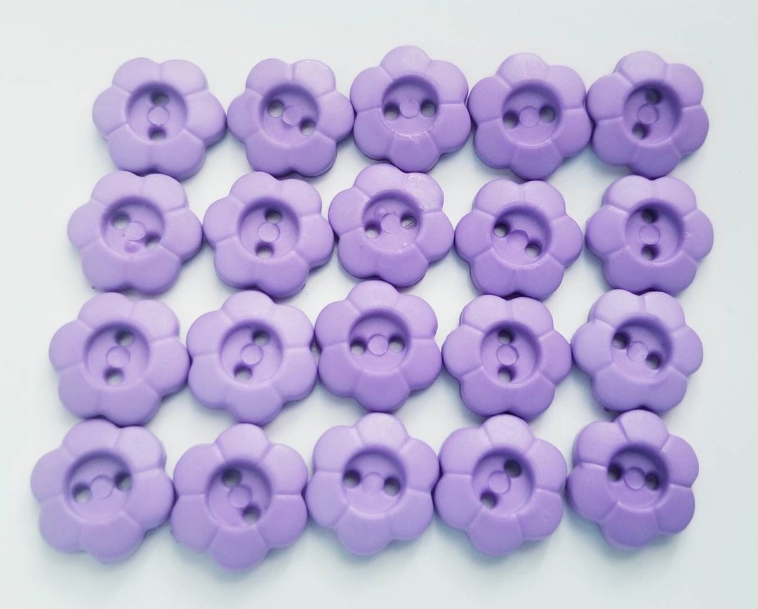 20 Periwinkle Purple Flower Buttons, Iridescent, Beautiful, 12mm Size ...