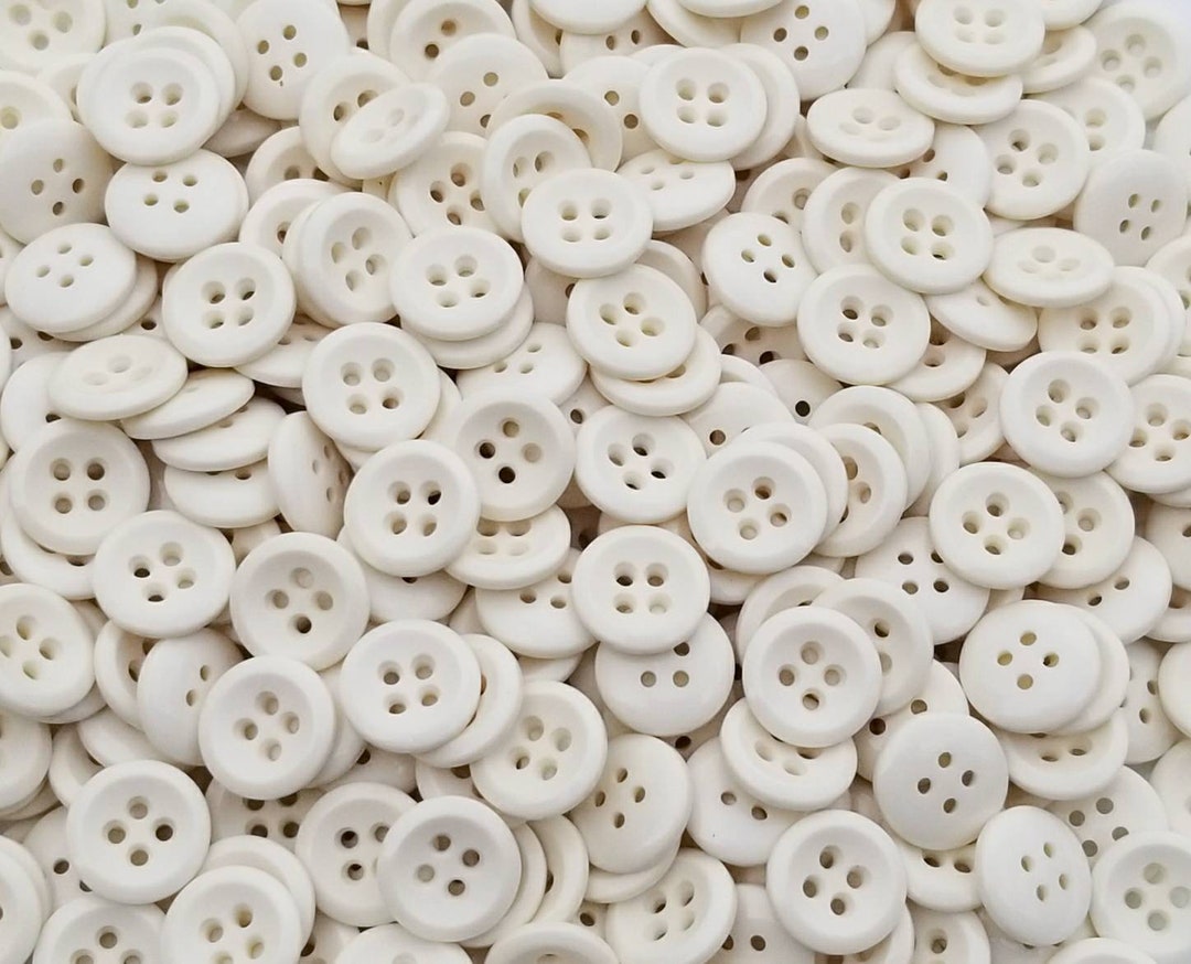 10 Ivory Bone Color Curved Buttons, 4 Holes, 18mm Round Buttons, 11/16 ...