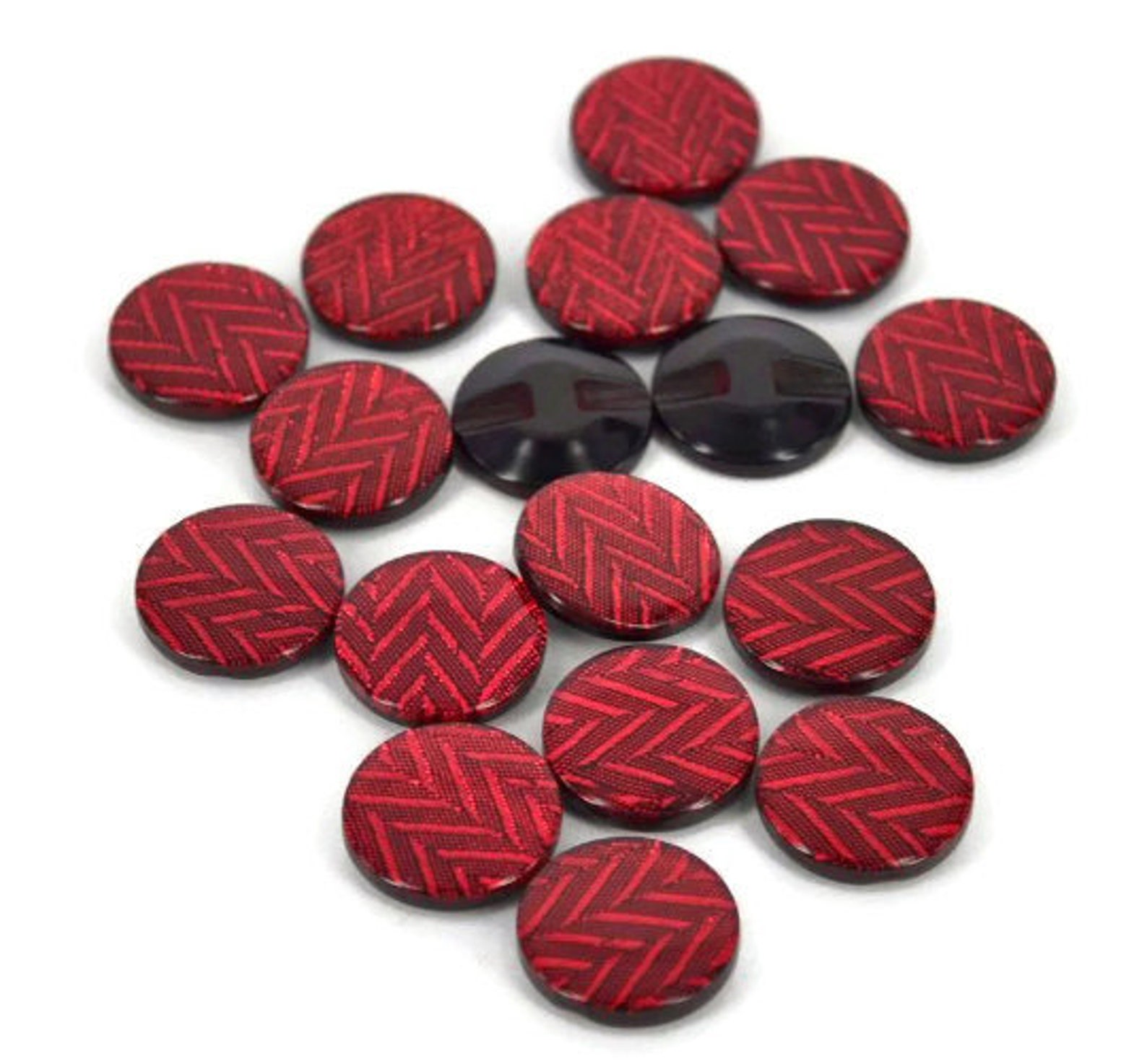 10 Red Chevron Design Round Novelty Buttons Christmas Novelty | Etsy