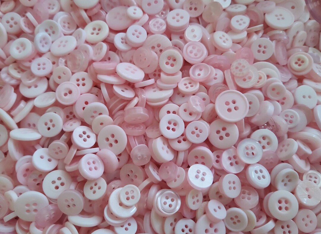 200 Small Baby Pink, Pale Pink and Light Pink Buttons, Small Sizes and ...