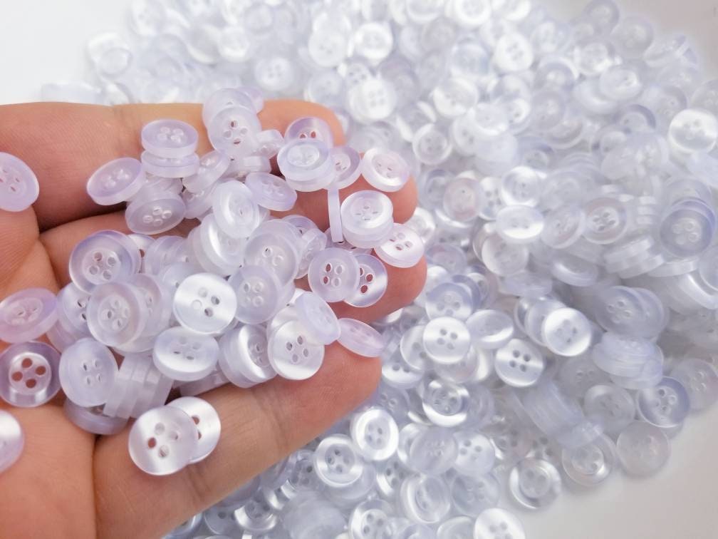 50 Icy White Buttons, White Shirt Buttons, Size 9.5mm, 3/8", Round ...