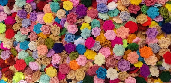 20 Colorful Crocheted Flowers Double Layer Flowers - Etsy