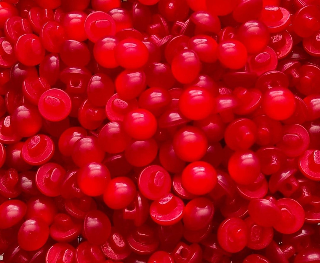 Iridescent Red Lucite Dome Top Shank Buttons, Size 10mm, 16L, Half ...
