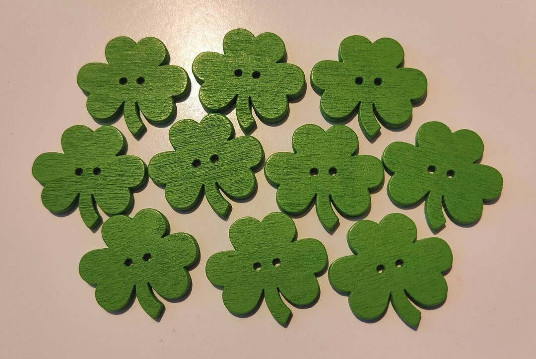 10 Green Shamrock Buttons, Size 1 Inch, Matching Buttons, St. Patrick's ...