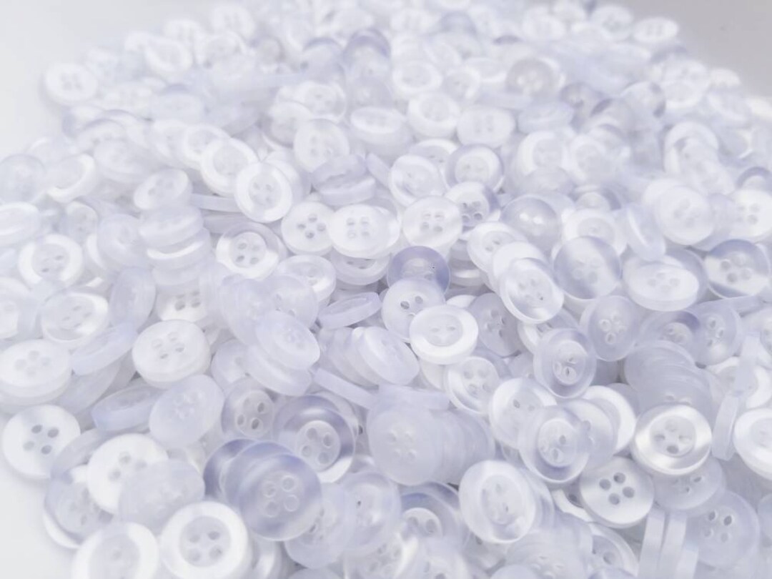 50 Icy White Buttons, White Shirt Buttons, Size 9.5mm, 3/8", Round ...
