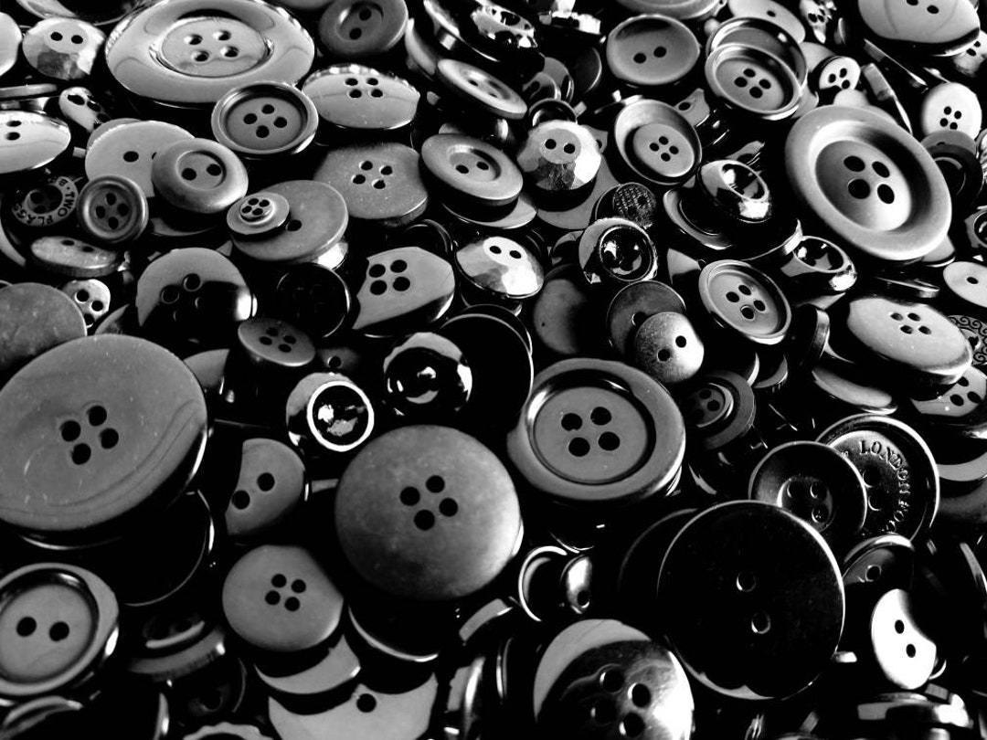 100 Black Buttons, Many Sizes and Styles, Bulk Button Pack of Beautiful ...