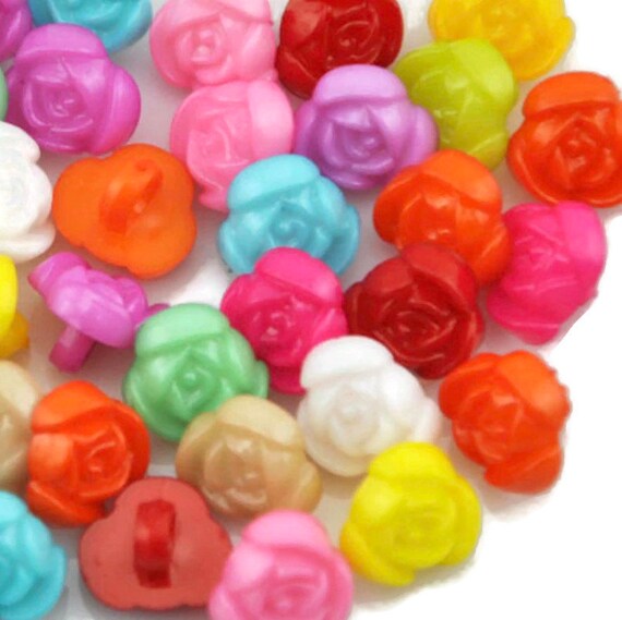 20 Colorful Rose Flower Shank Buttons Size 12.5mm 1/2 Inch - Etsy