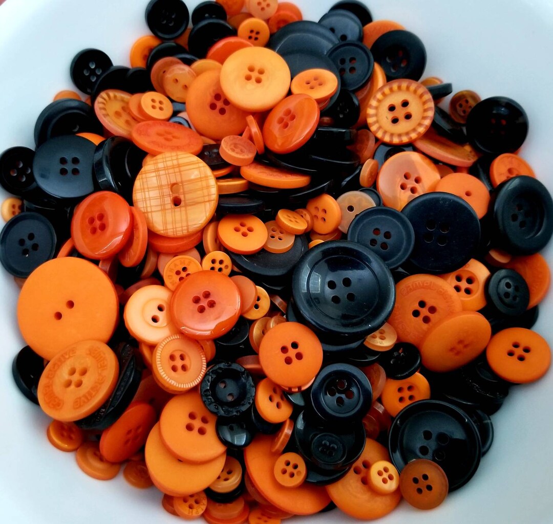 100 Black and Orange Buttons, Many Sizes and Styles, Bulk Button Pack ...