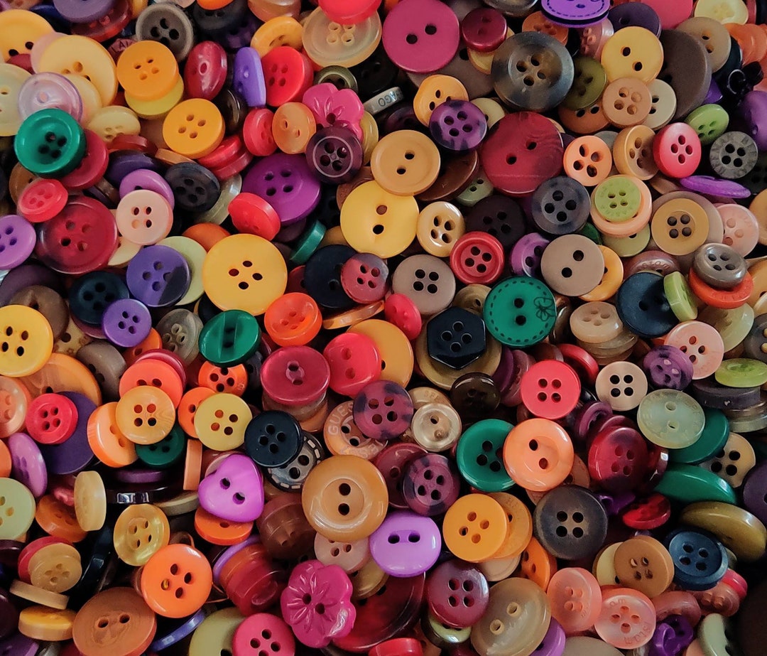 100 or 200 Small Harvest Buttons, Deep Reds, Oranges, Greens, Purples ...
