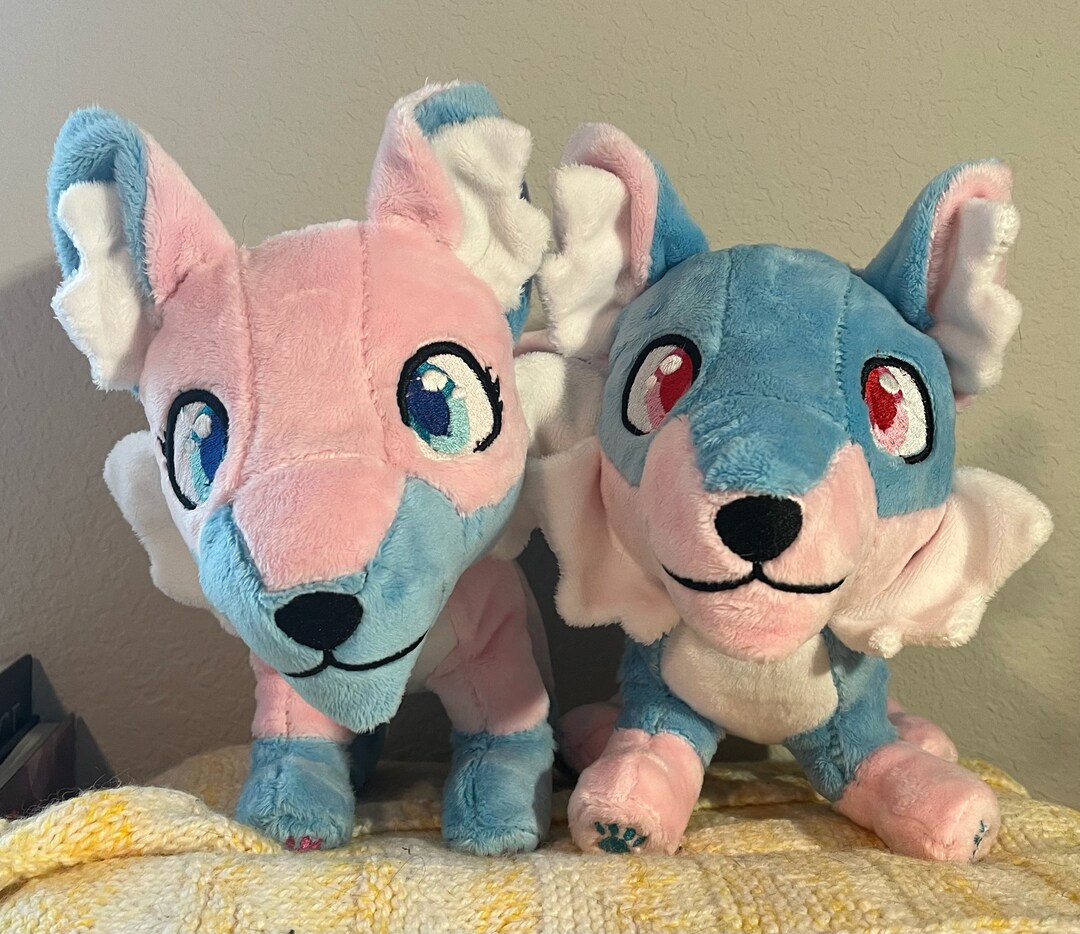 Pink/blue Trans Wolf Pride Plush- Minky, Handmade Cute Toy - Etsy