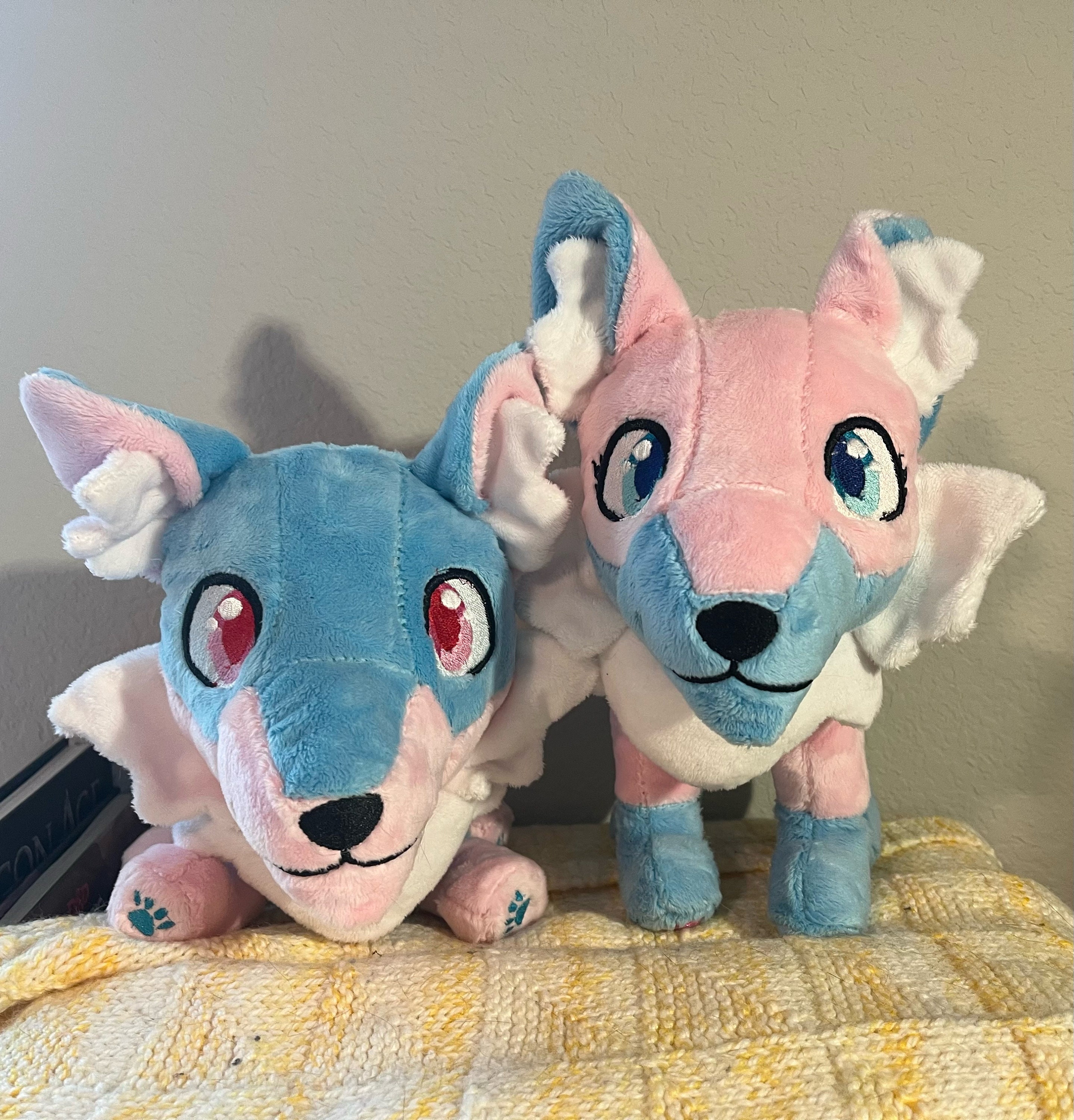 Pink/blue Trans Wolf Pride Plush Minky, Handmade Cute Toy - Etsy