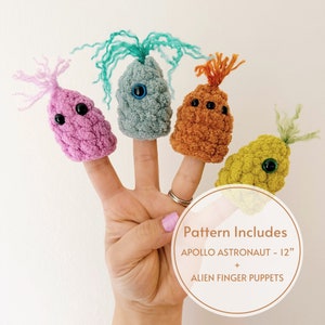 Apollo Astronaut || 12” Astronaut + Alien Finger Puppets, Crochet ...