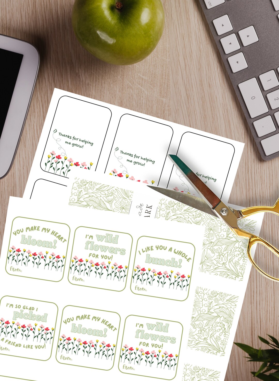 Flower Printable Pack Flower Valentine Cards, Blossom Bookmarks, Floral ...