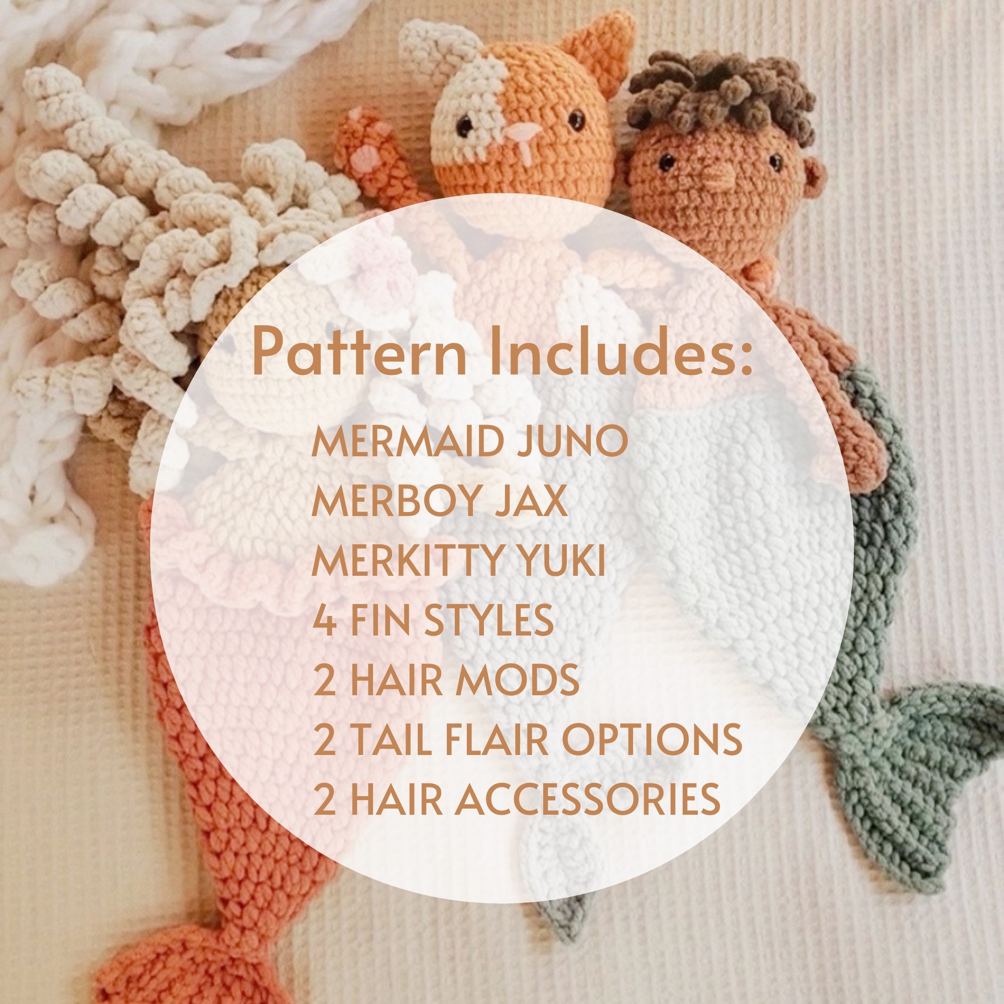 XL Mermaid Lovey Pattern | 25” Snuggler | Includes 3 Styles - Mermaid ...