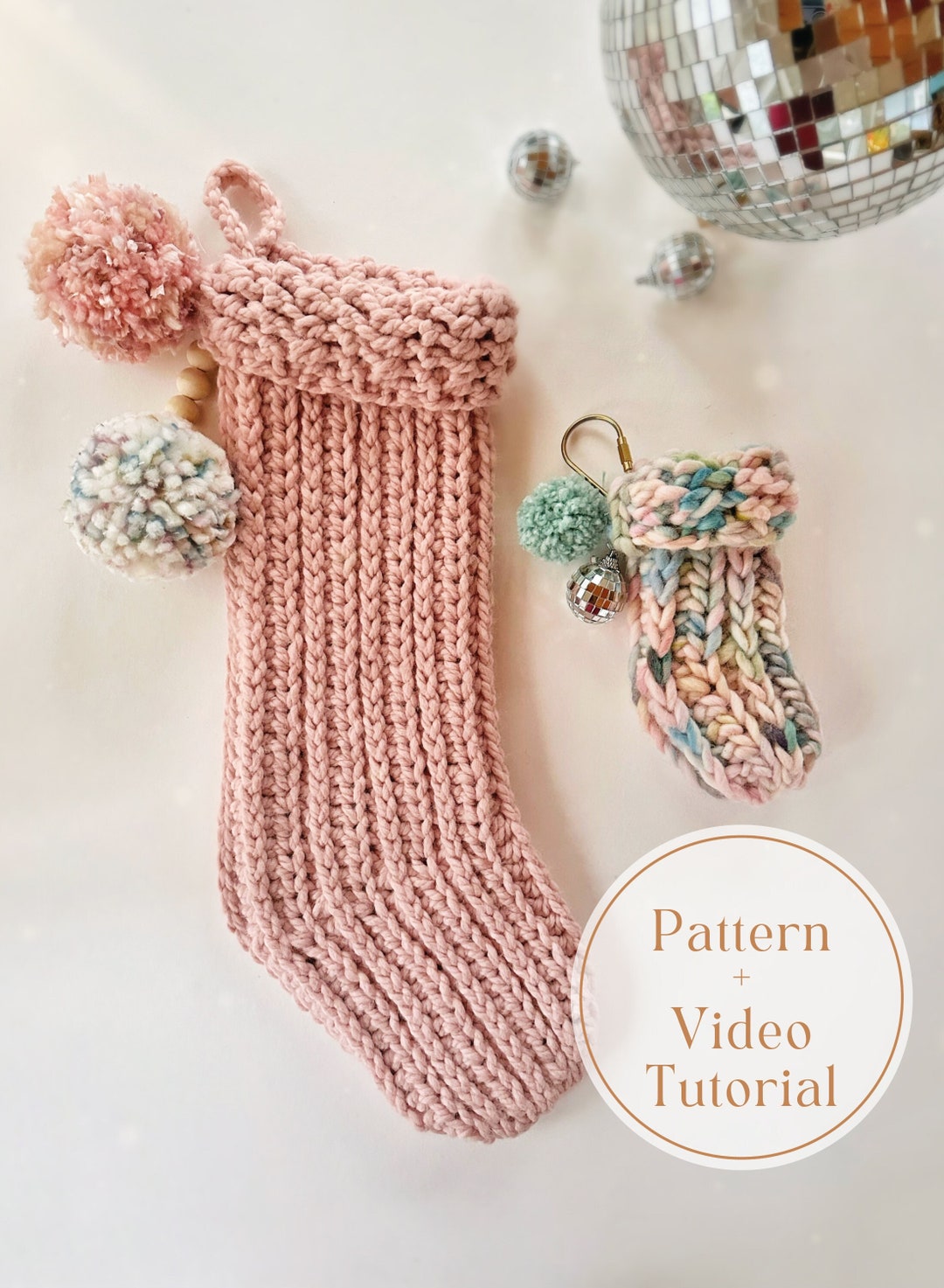3 SIZES Pixie Stocking Pattern Video Tutorial 4 Knit-dupe Stitches, Knit Look-alike Crochet ...