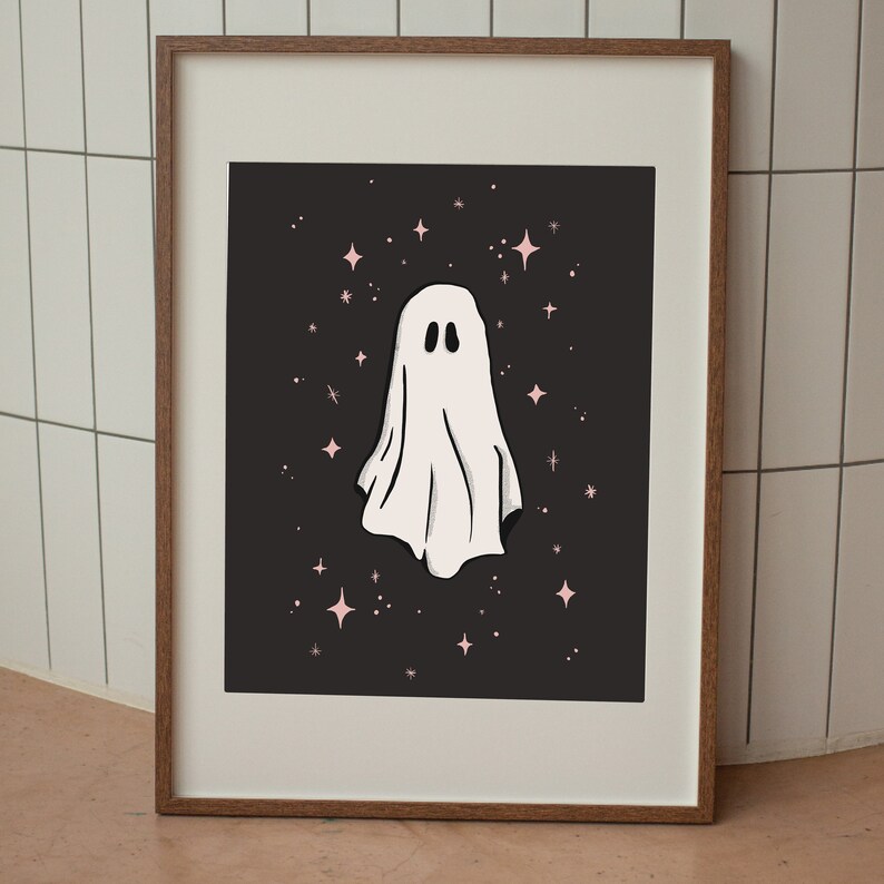 Ghost Sparkle, Sheet Ghost, AUTUMN, HALLOWEEN Print, Fall, Wall Decor ...