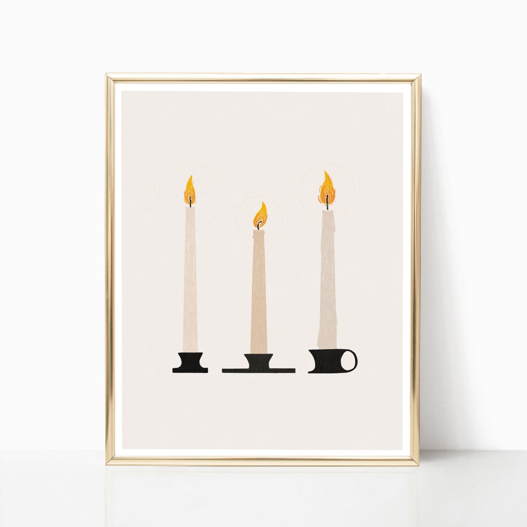 Candlestick Illustration PRINTABLE, Silent Night, Autumn, Candle Light ...