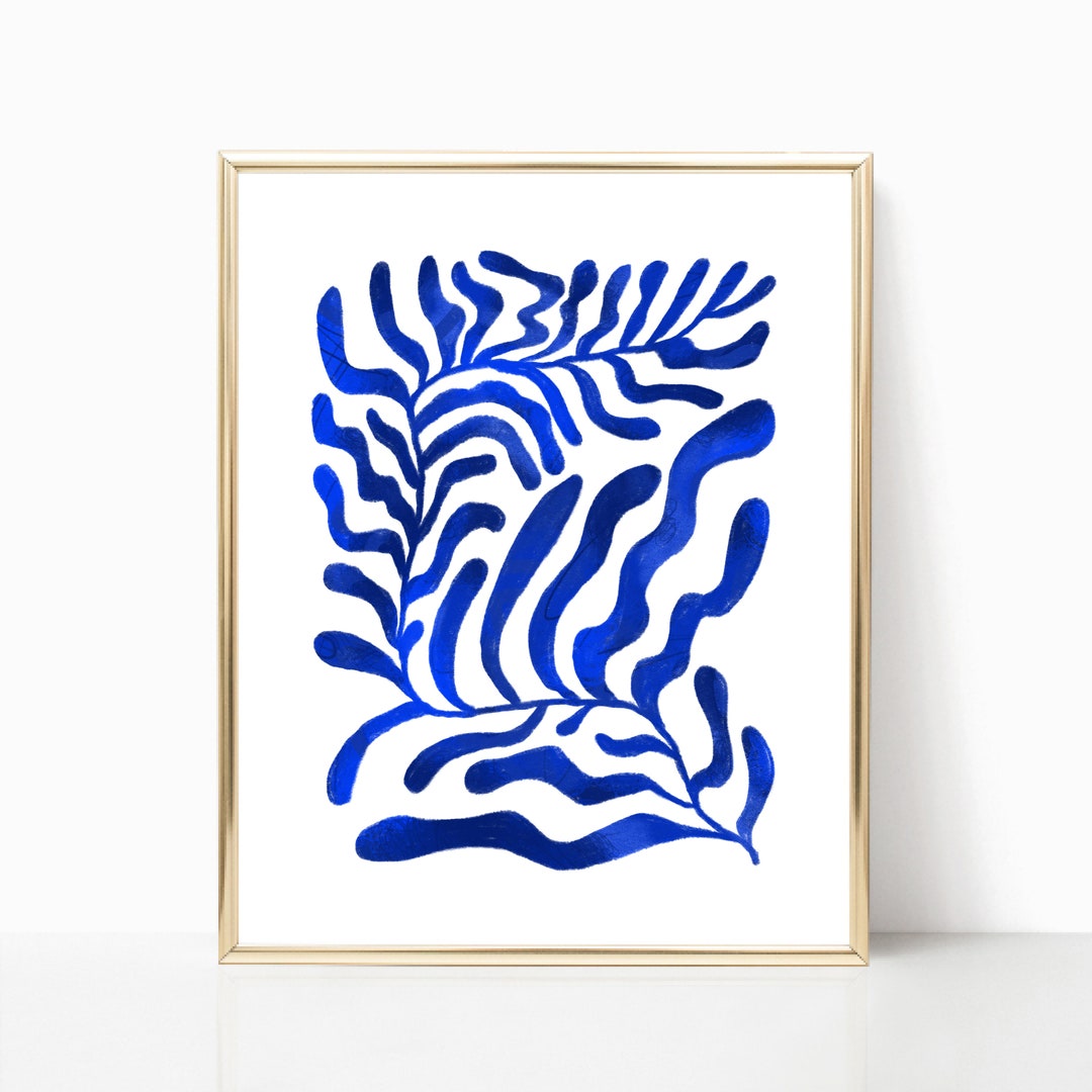 MATISSE Print Abstract Royal Blue, Wall Decor, Plant, Line Illustration ...