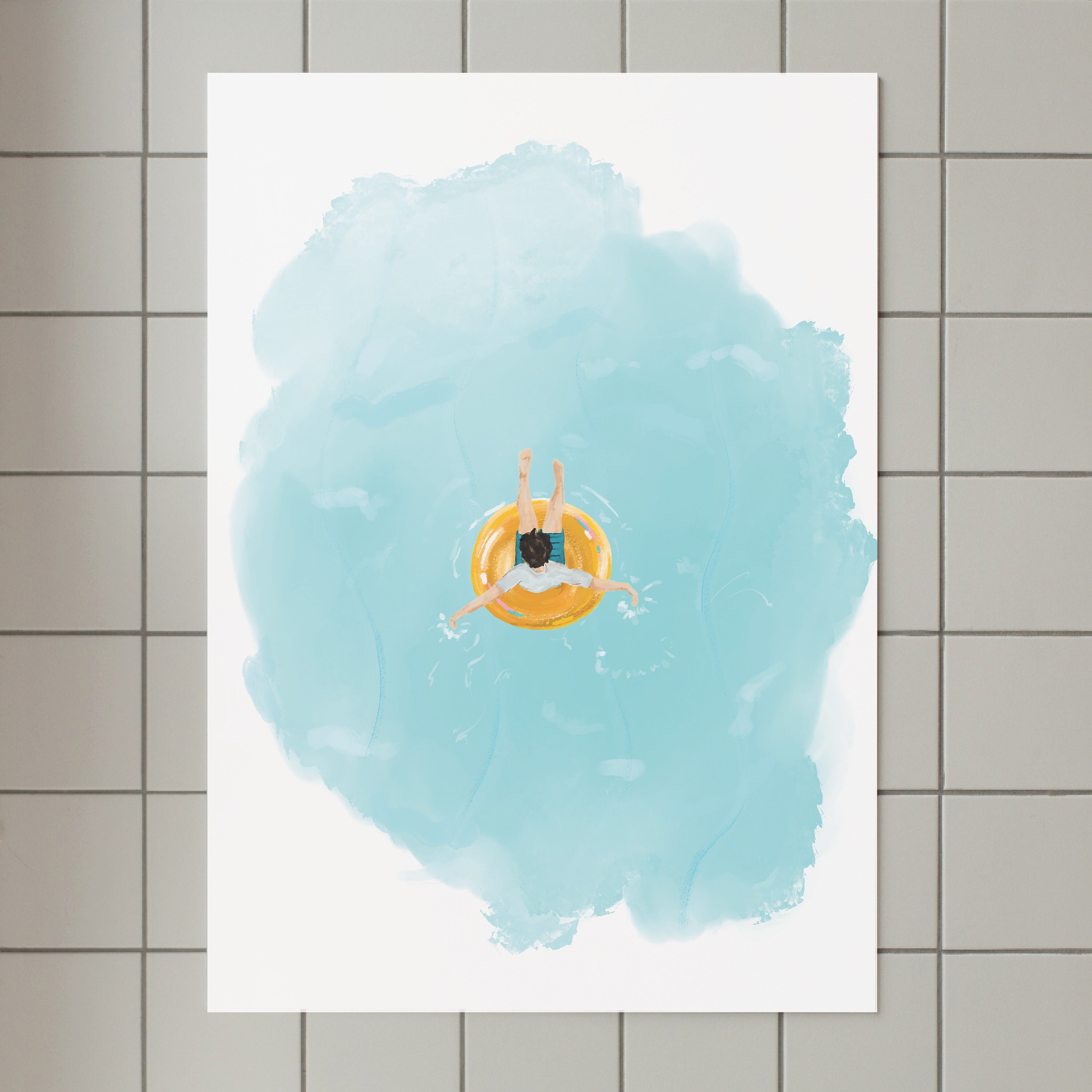 Swimmer Pool Float Illustration Printable, Water, Swimming, Digital ...