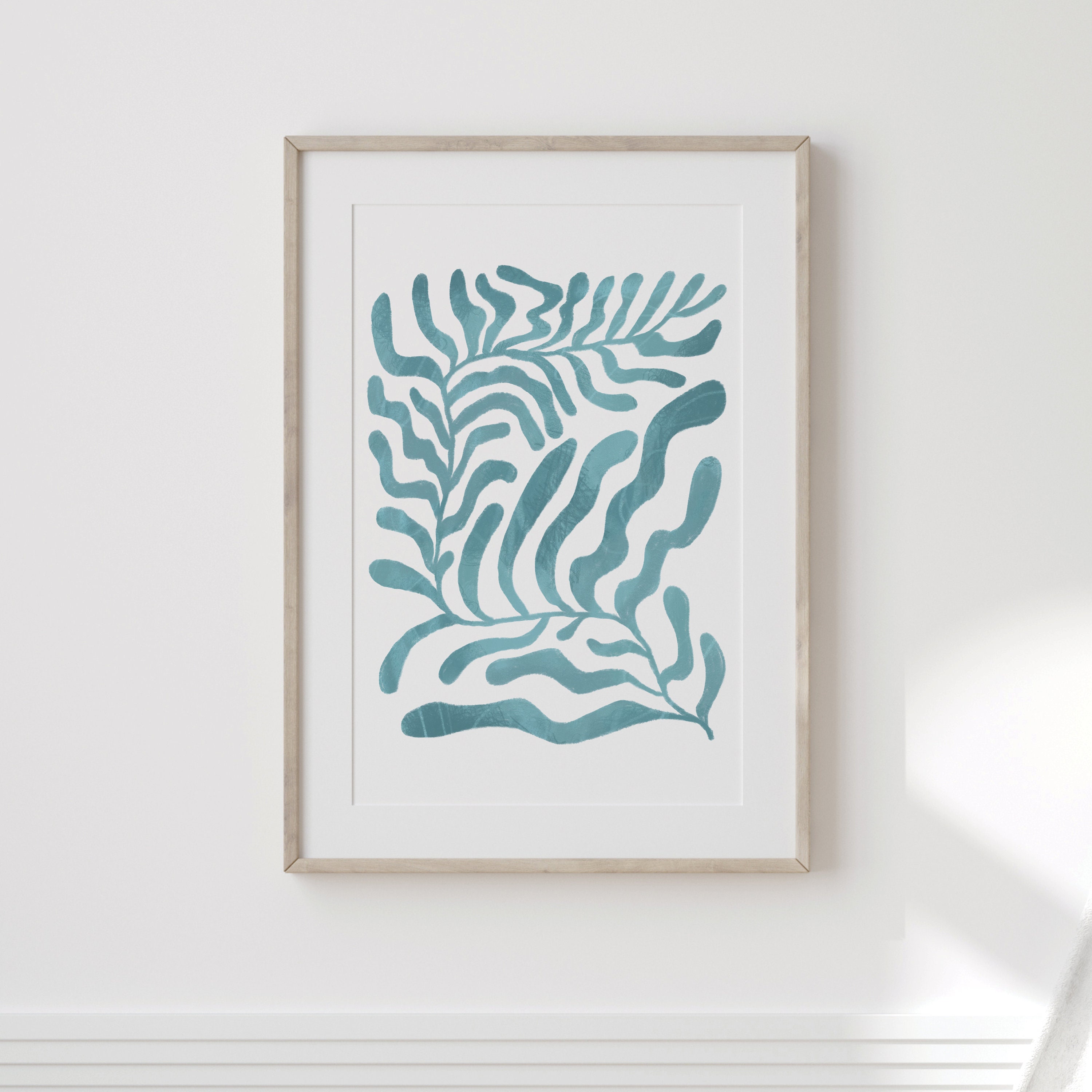 Abstract Light Blue MATISSE, Poster, Wall Decor, Plant, Line ...