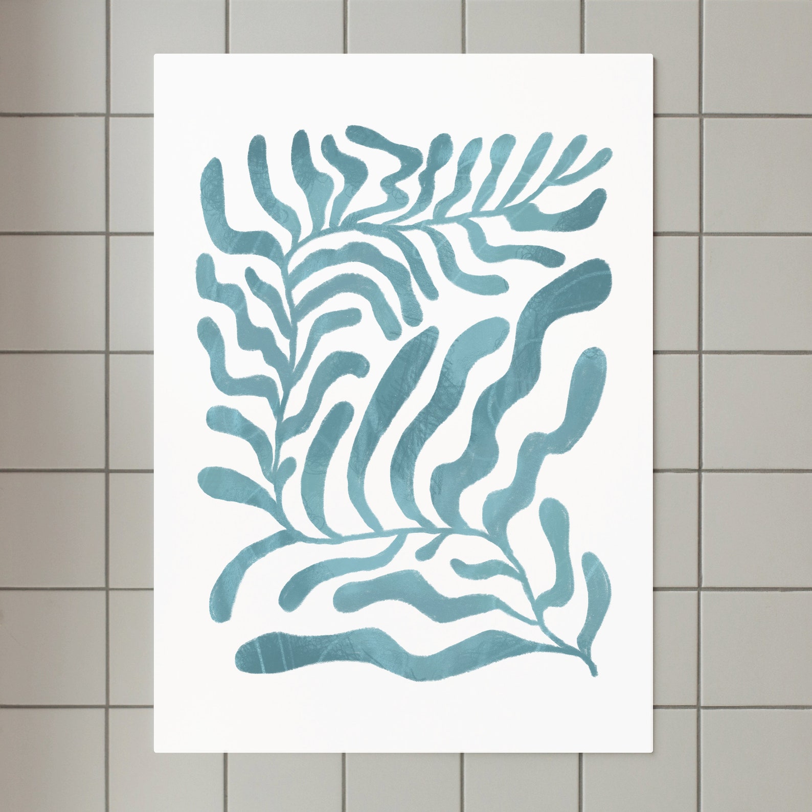 Abstract Light Blue MATISSE, Poster, Wall Decor, Plant, Line ...