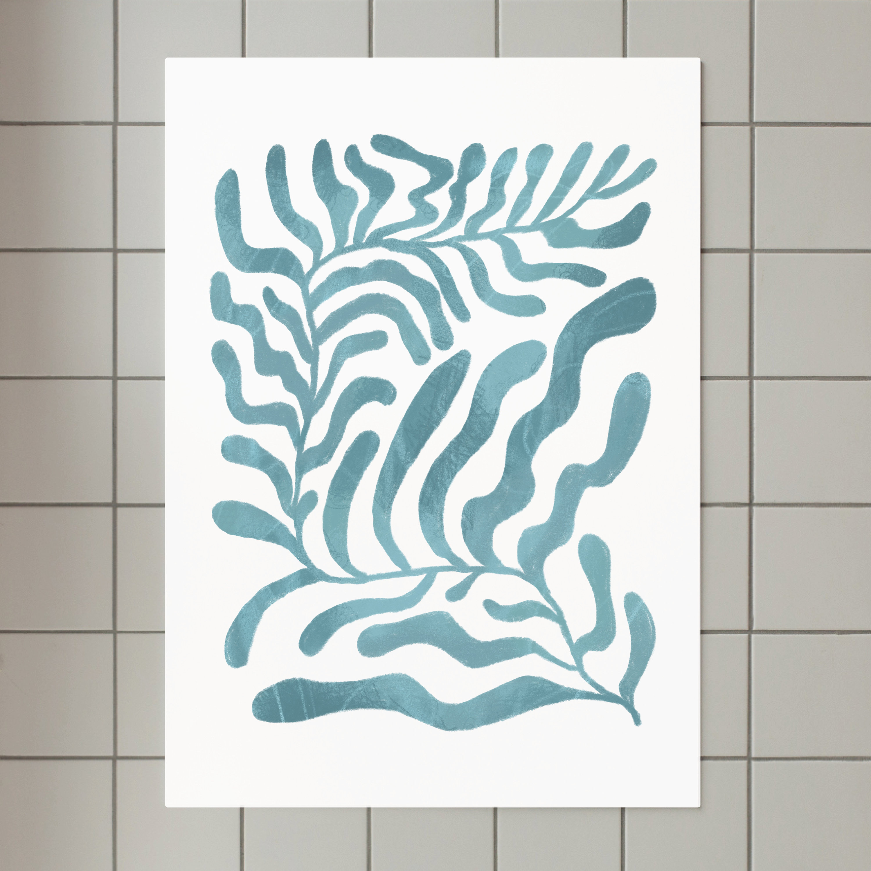 Abstract Light Blue MATISSE, Poster, Wall Decor, Plant, Line ...