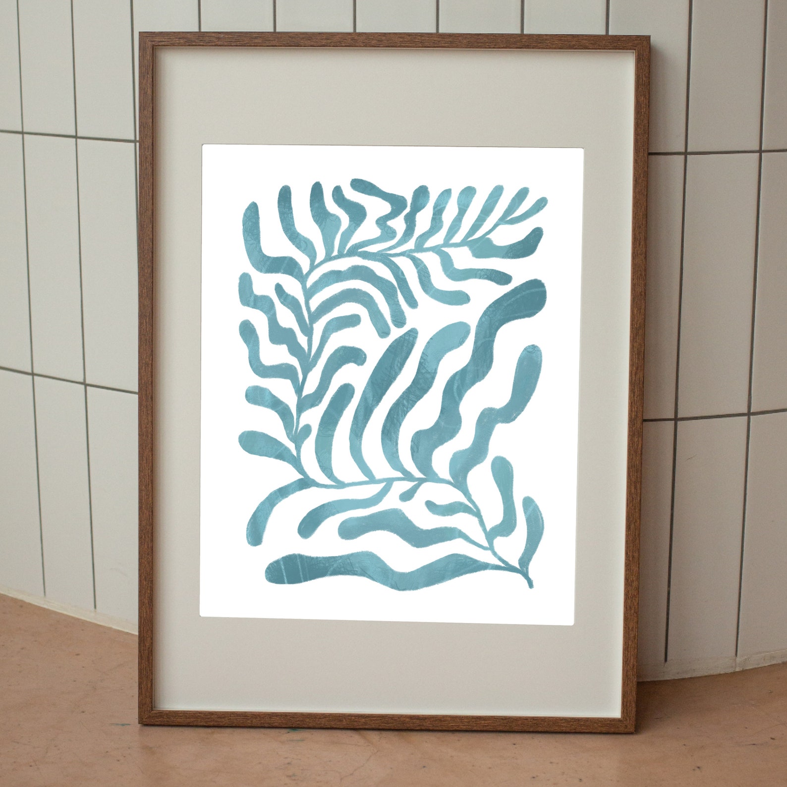Abstract Light Blue MATISSE, Poster, Wall Decor, Plant, Line ...