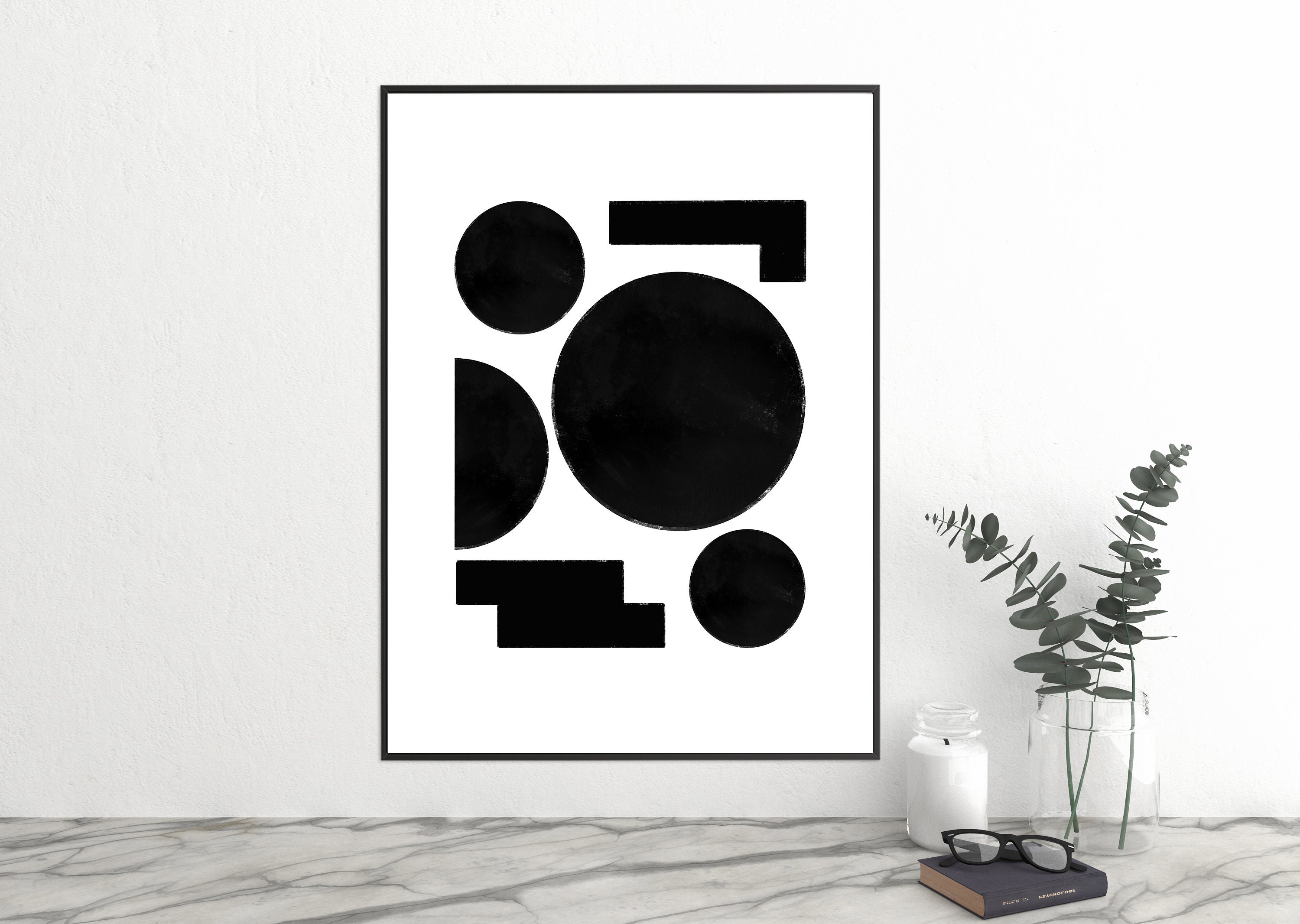 Modern PRINTABLE Wall Art, Black Mid-century Modern Abstract Print Sign ...