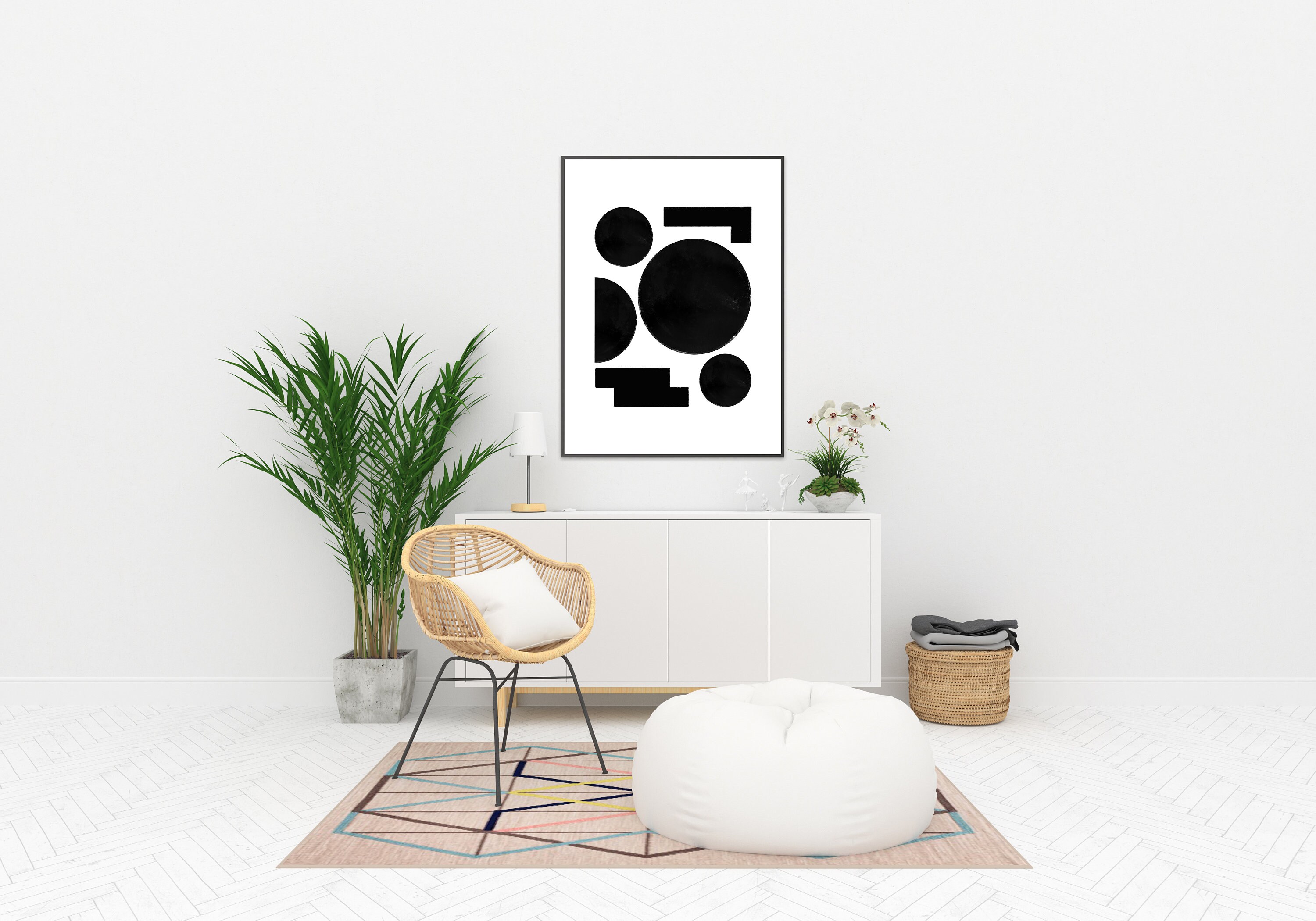 Modern PRINTABLE Wall Art, Black Mid-century Modern Abstract Print Sign ...