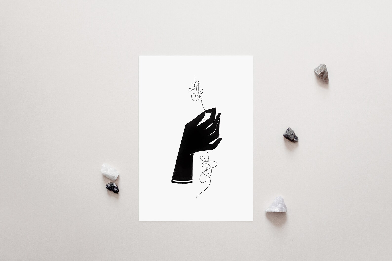 Modern PRINTABLE Wall Art, Black Illustrated Hand With String Print ...