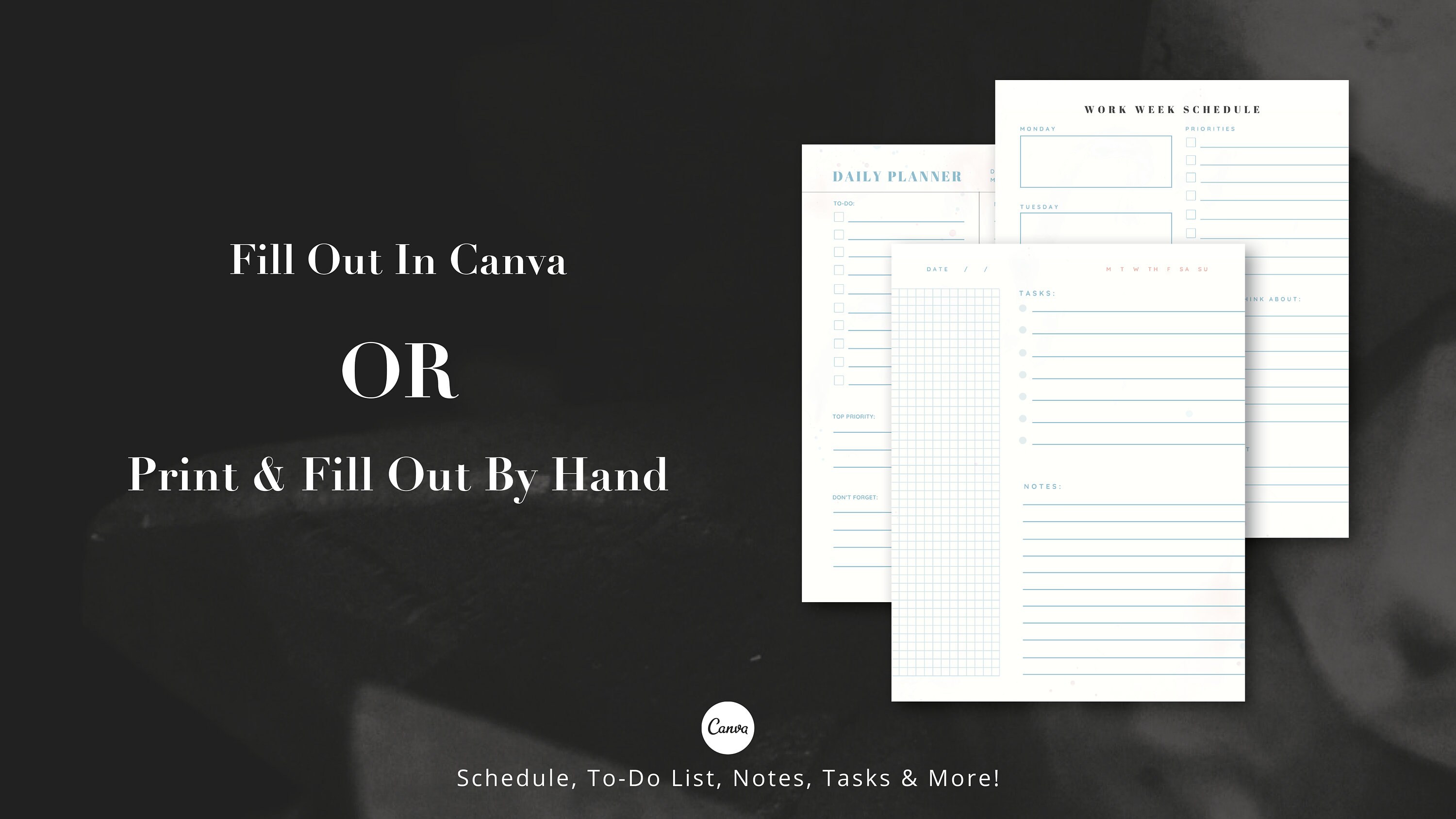 PRINTABLE Canva Template, Digital Download, Daily Schedule Planner ...
