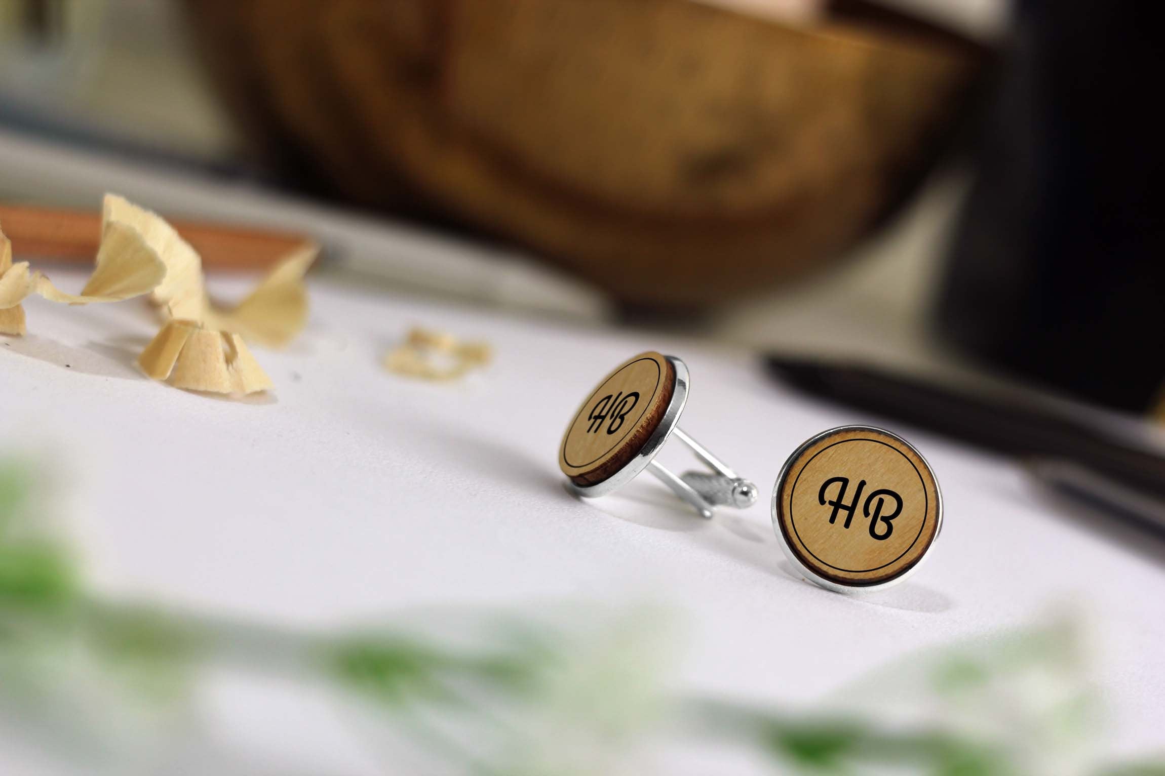 Personalised Double Initials Wooden Engraved Cufflinks. | Etsy
